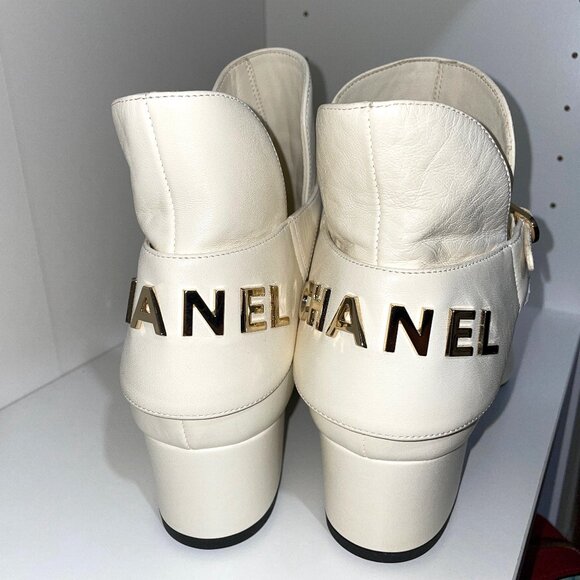 CHANEL | Shoes | Chanel Crowns Short Buckle Logo Boot 45mm | Poshmark